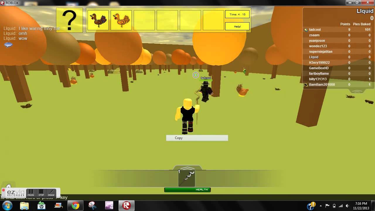 ROBLOX - ROBLOX Thanksgiving Turkey Hunt 2013 & Tadcool - YouTube