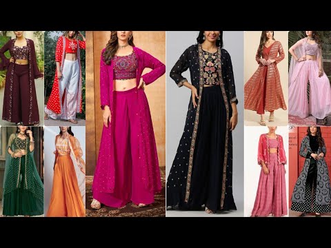 3 Piece Dresses for Girls | Indo Western Crop Top Plazo with Long ...
