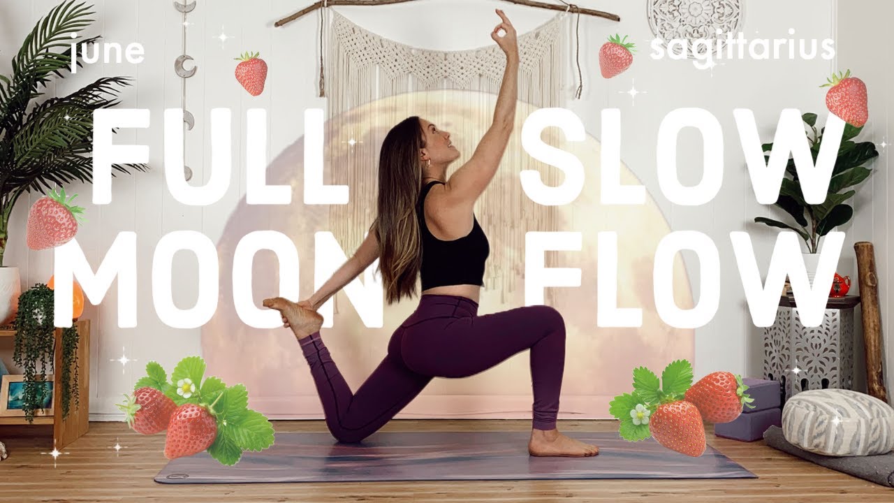 FULL MOON SLOW FLOW 🍓 moon in sagittarius | strawberry full moon yoga ...