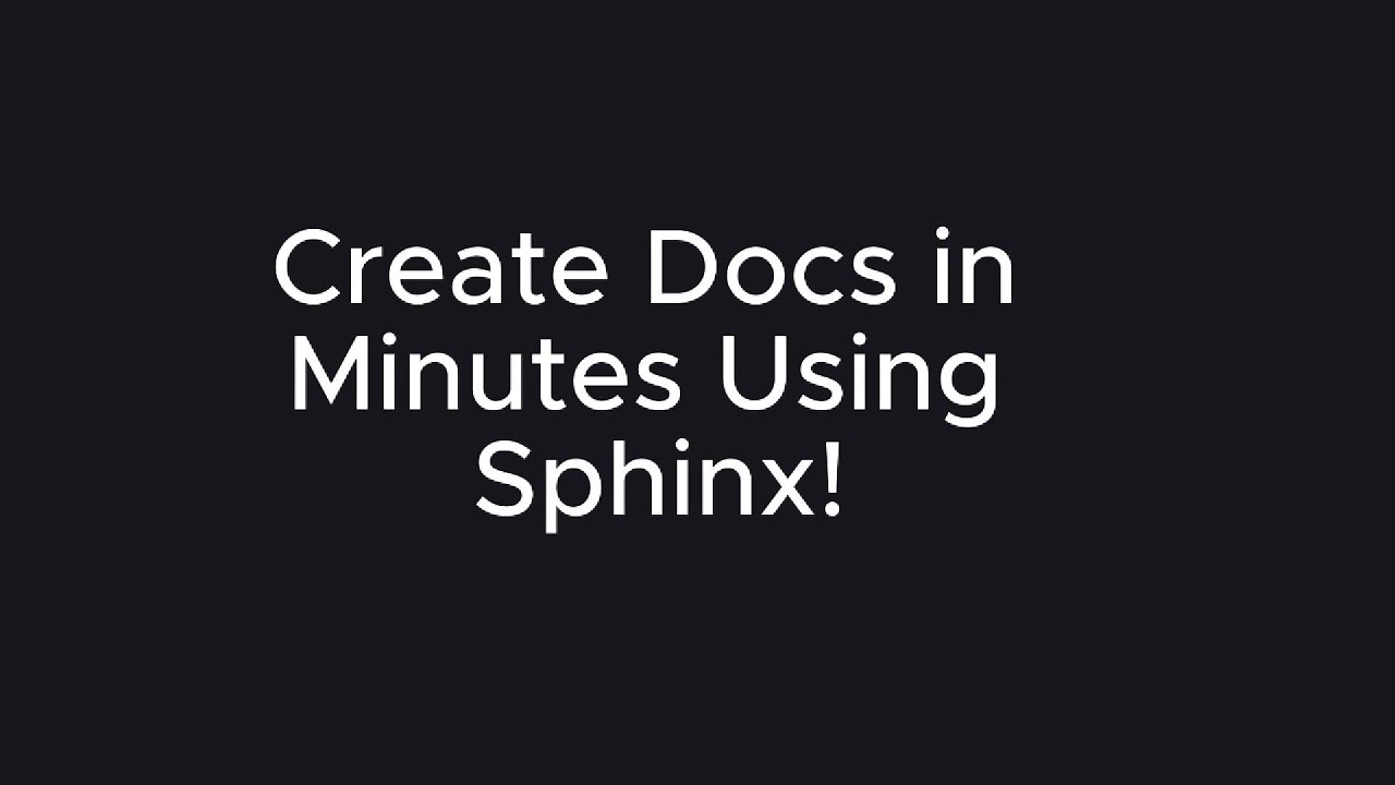 How to Generate Python Project Documentation Using Sphinx - YouTube