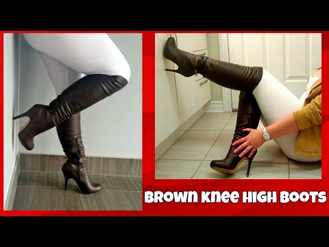 BROWN KNEE HIGH BOOTS ( Try on)