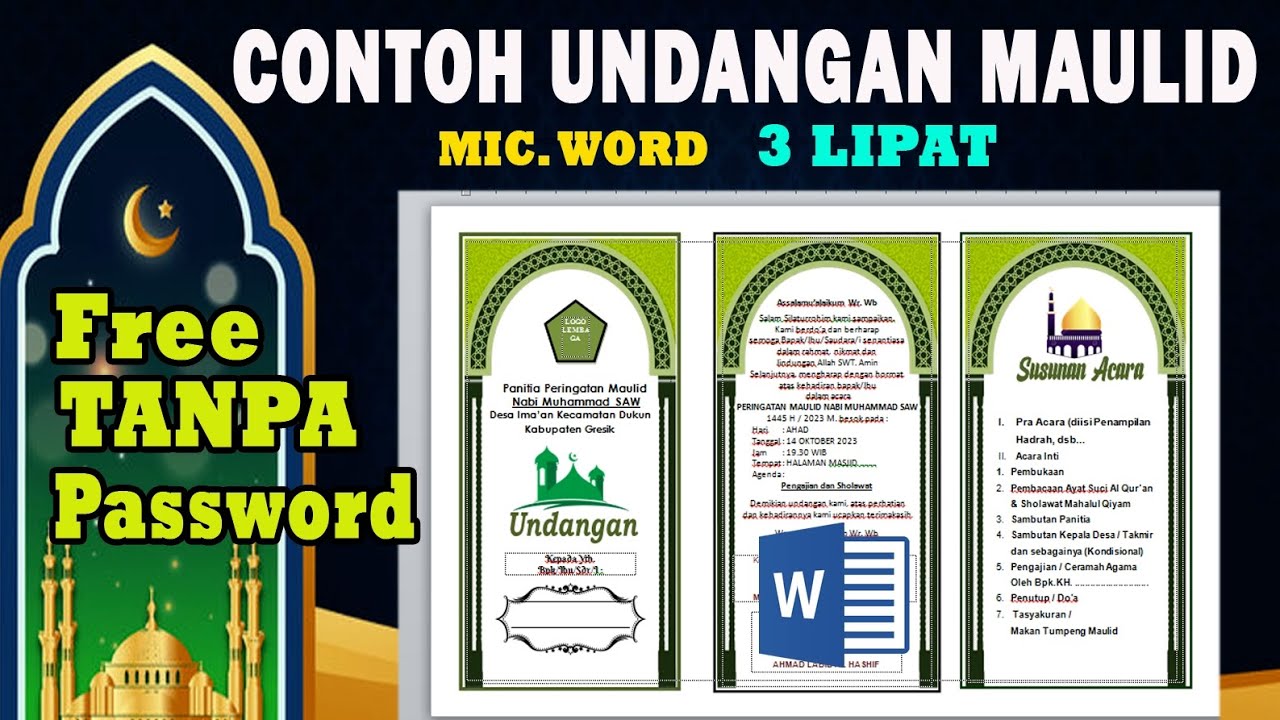 CONTOH UNDANGAN MAULID NABI TERBARU DI WORD || Part 4 - YouTube