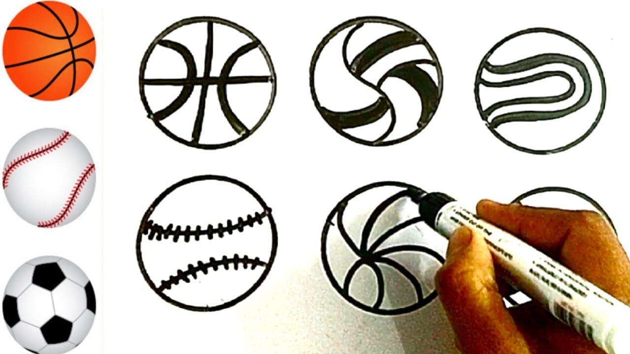 Sports balls drawing ll Part 2 ll Sports balls drawing Colouring ...