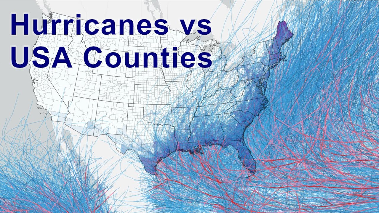 Hurricane Tracks by USA County - YouTube