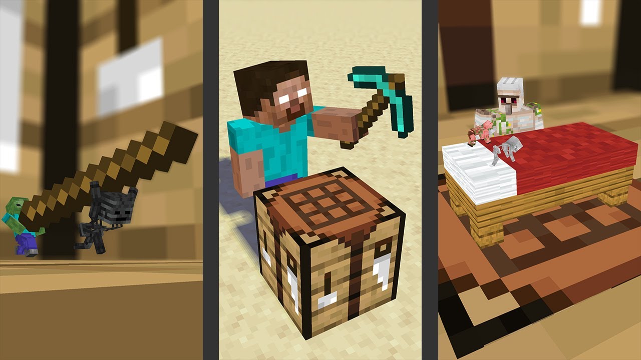 Minecraft Crafting : Diamond Pickaxe, Bed - Minecraft Animation ...