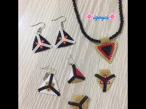 Peyote Tekniği İle Üçgen ( Muska) Modeli Küpe, Kolye Ucu Yapımı