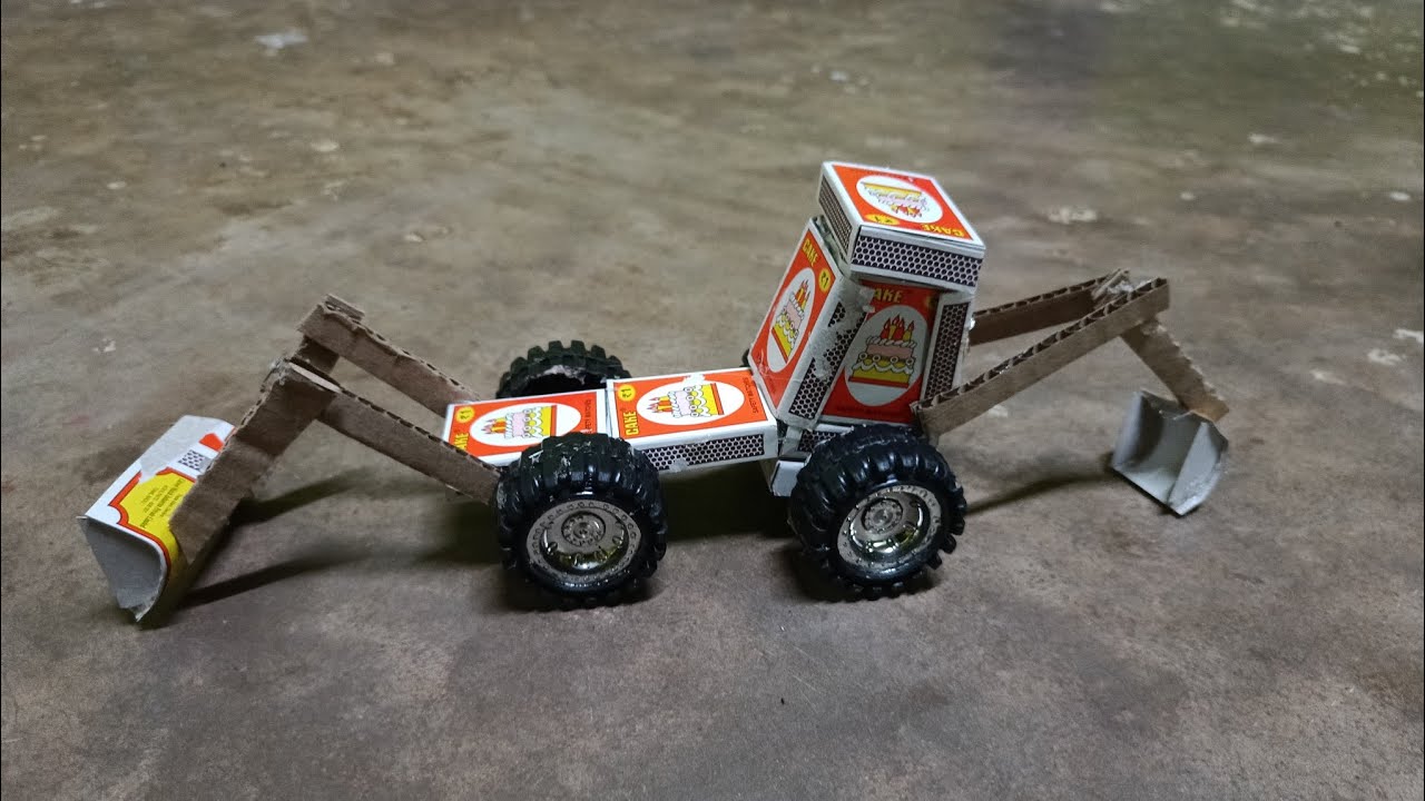 Matchbox Mini JCB ll How to make JCB ll At home JCB simple JCB Matchbox ...