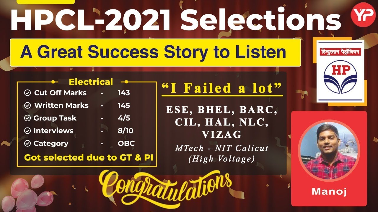 Great Success Story to listen | HPCL 2021 Selection | YP Selection ...