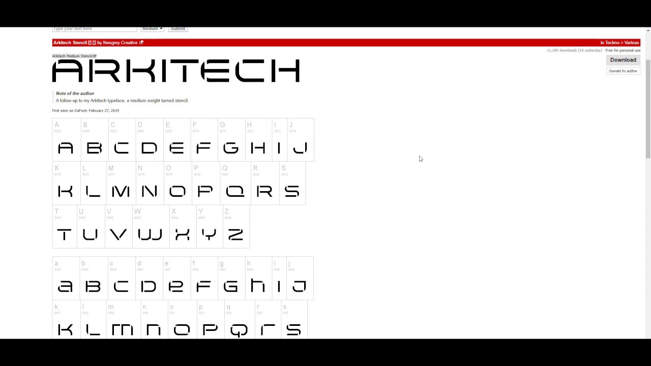 I found another arkitech font (ARKITECH STENCEL) - YouTube