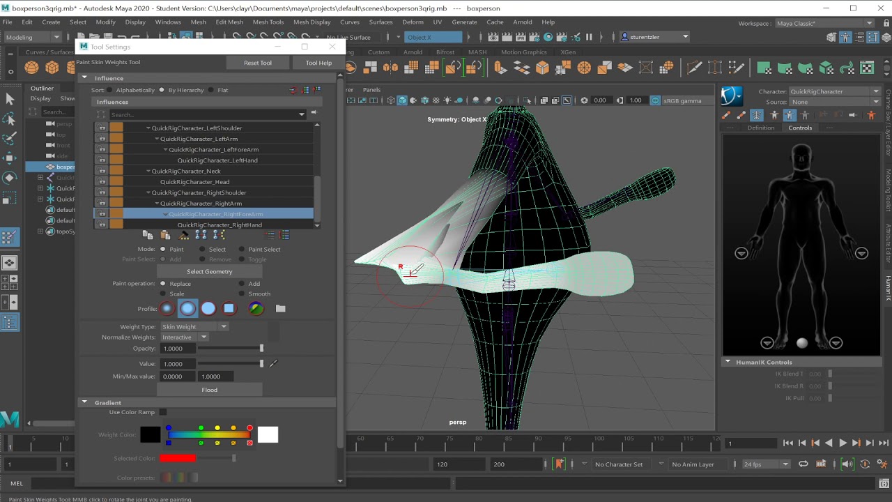 Maya Painting Skin Cluster Weights to Correct Skin Glitches - YouTube