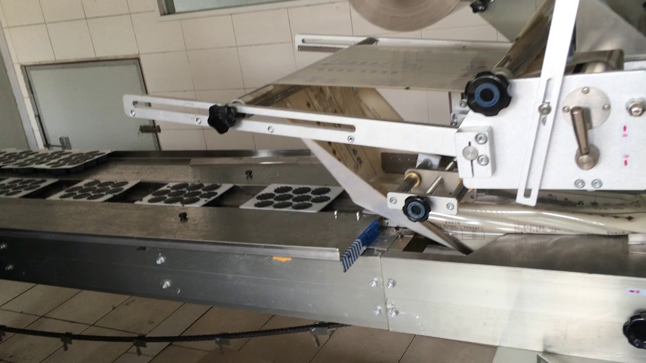 cake packing machine,cake biscuit packing machine with tray - YouTube