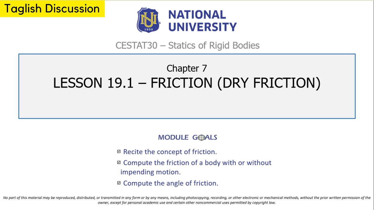 Statics of Rigid Bodies - Friction (Dry Friction) - YouTube
