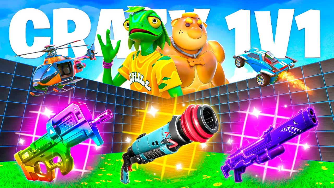 CRAZY 1V1 FFA ALL GUNS & RIDES MAP FORTNITE CREATIVE - ALL SECRETS LOCATIONS (SECRET CODE) - YouTube