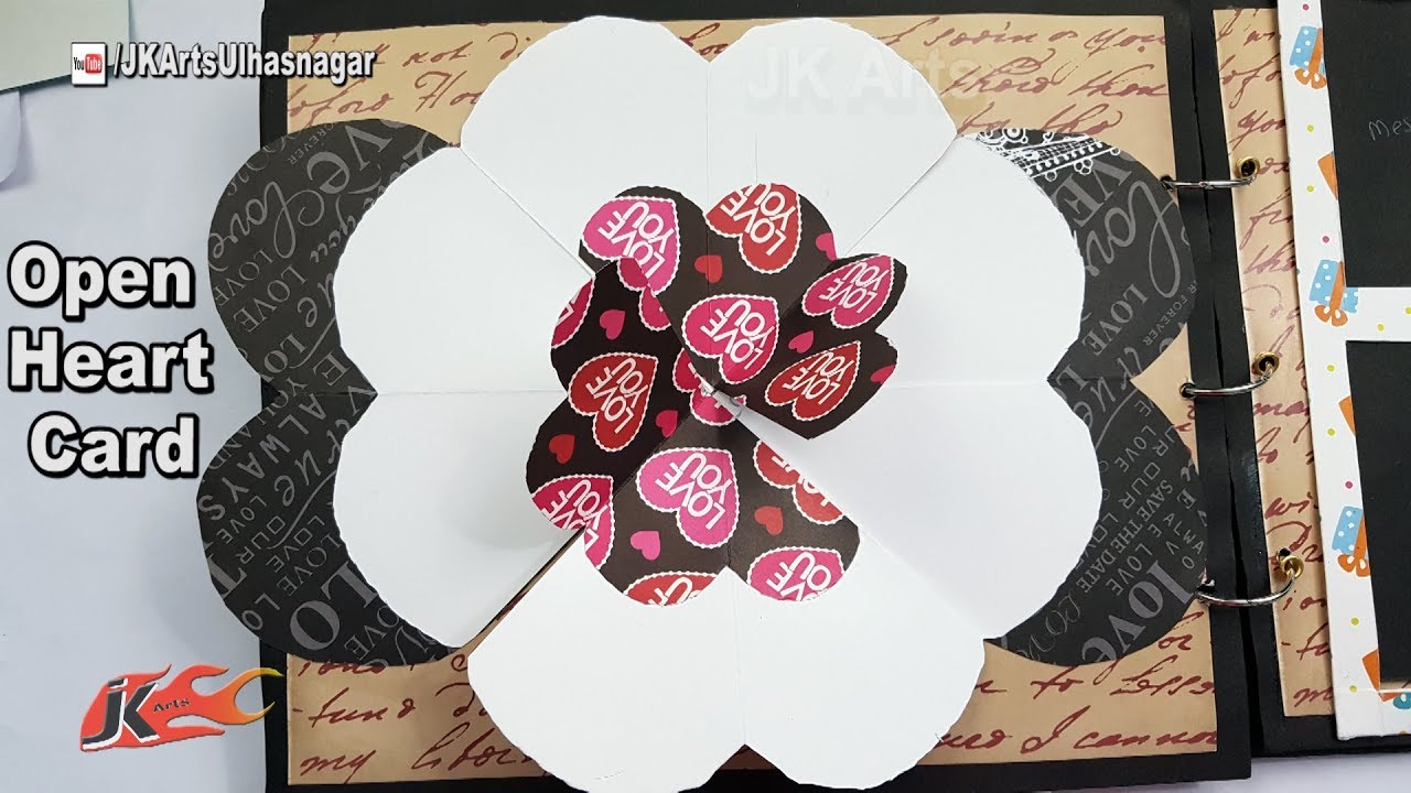 DIY Open Heart Card for Scrapbook | JK Arts 1257 - YouTube