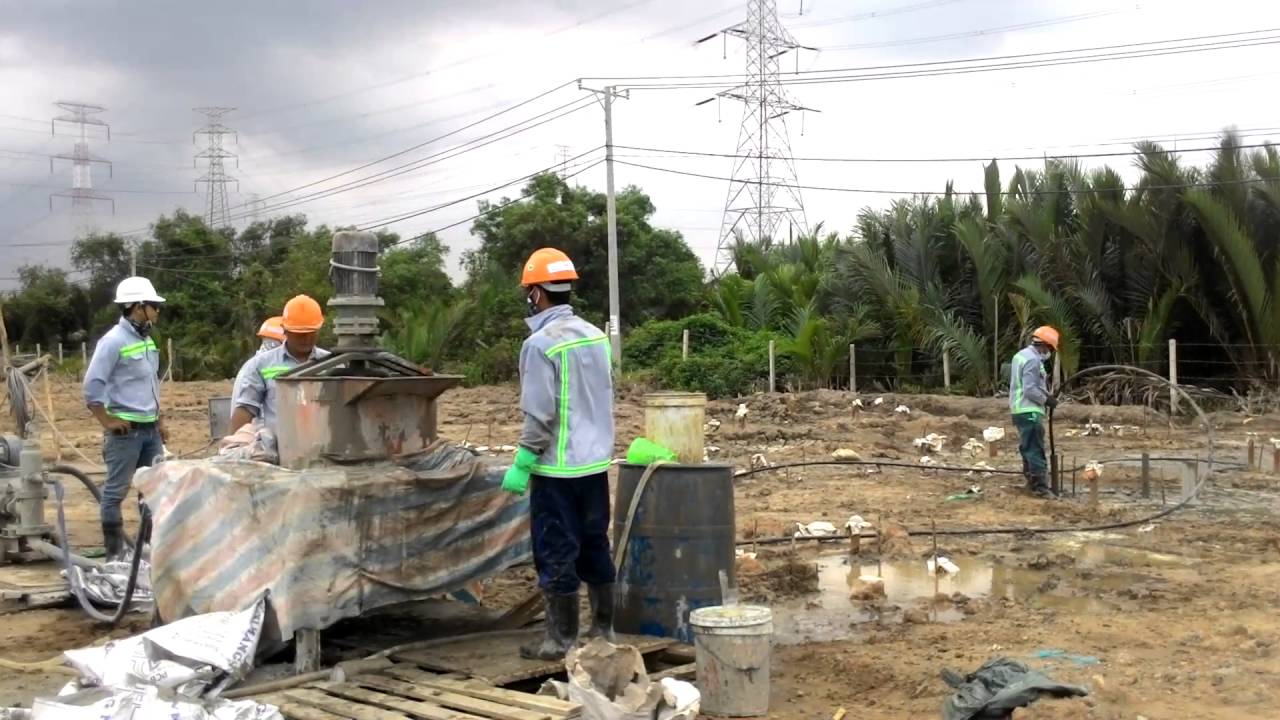 Grouting sonic tubes 3 - YouTube