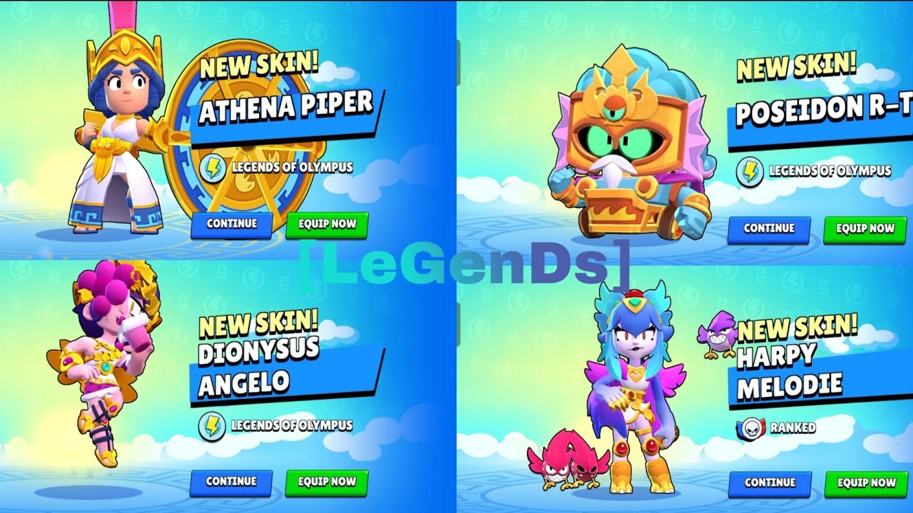 Unlock | All LEGENDS OF OLYMPUS Skins | Brawl Stars - YouTube