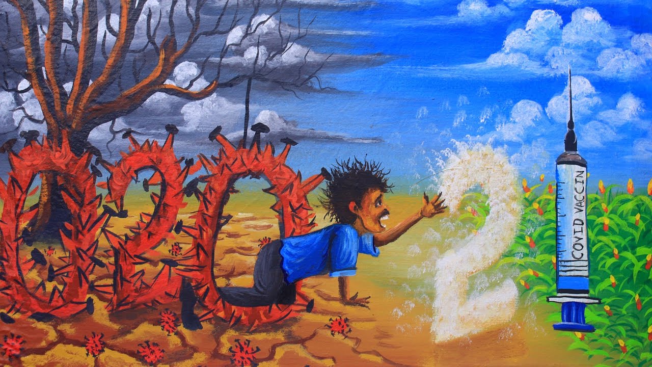 New year drawing 2020 to 2021 | New year drawing painting easy | Corona ...