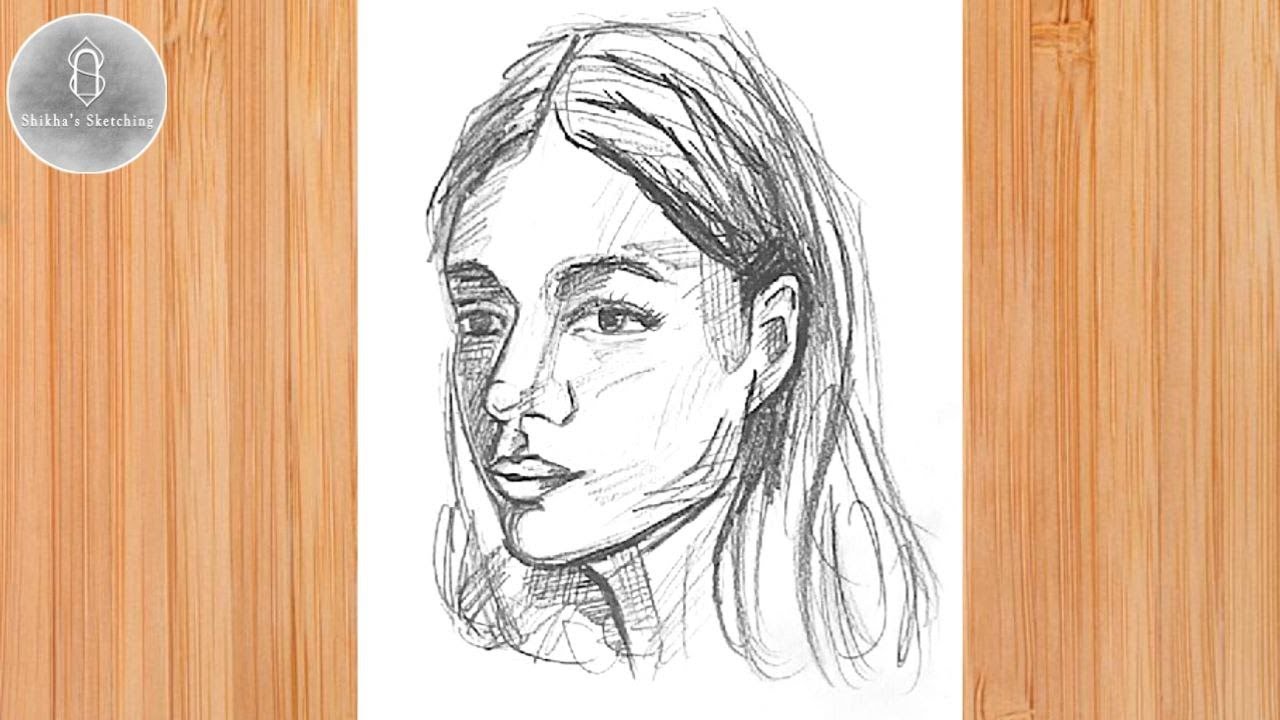 HOW TO DRAW GIRL BY USING Hatching Technique | Hand Drawing in hatching ...