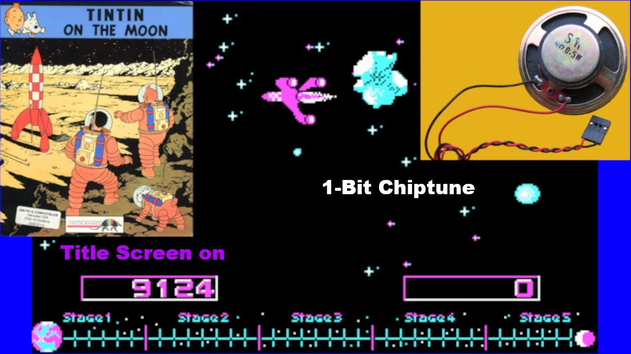 Tintin on the Moon [MS DOS] Title Screen on IBM PC Speaker - YouTube