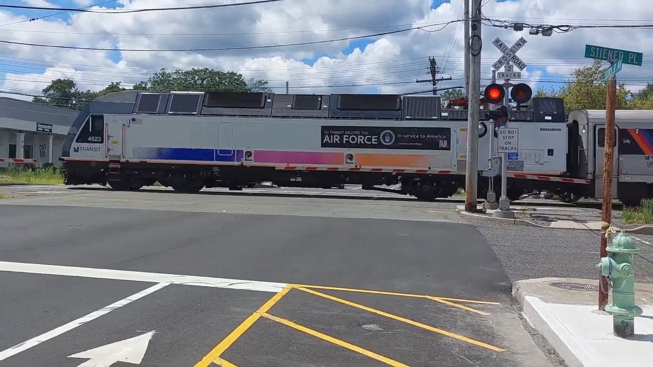 NJ Transit Train crosses Sunset Ave - YouTube