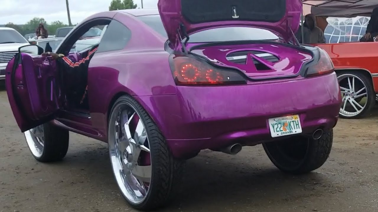 Kandy Purple Infiniti Coupe on 32” Dub Floaters! - YouTube