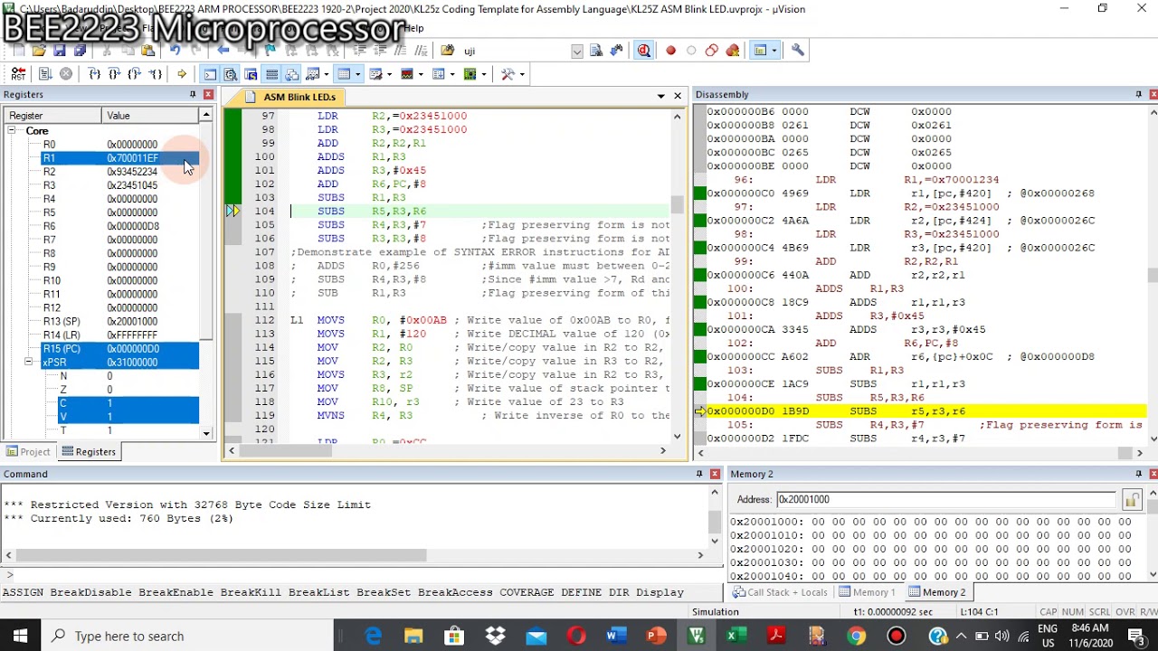 ADD and SUB Instructions for ARM CM0+: Part 2 - YouTube