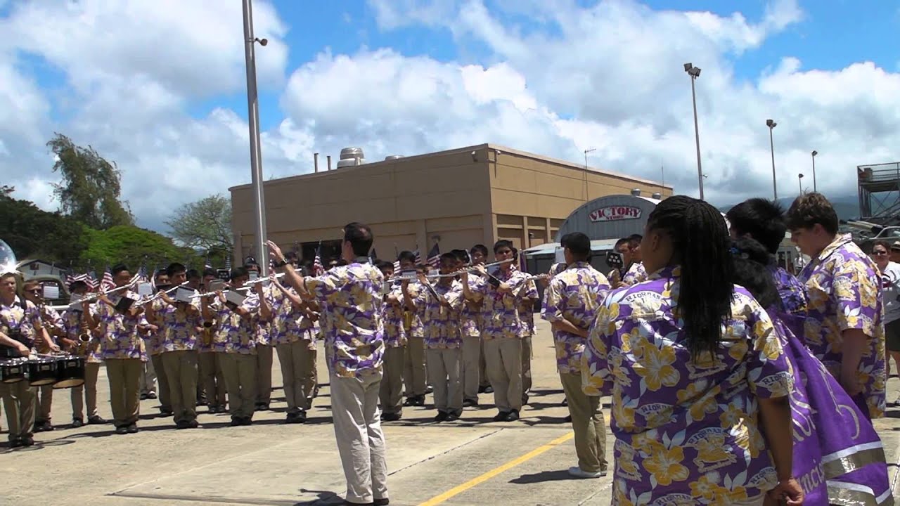 ARHS Marching Band Hawaii 2014 - National Anthem at USS Missouri - YouTube