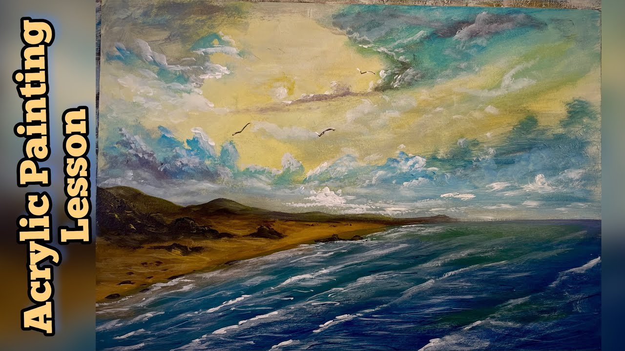 How to Paint a Seascape Easy Acrylics - YouTube