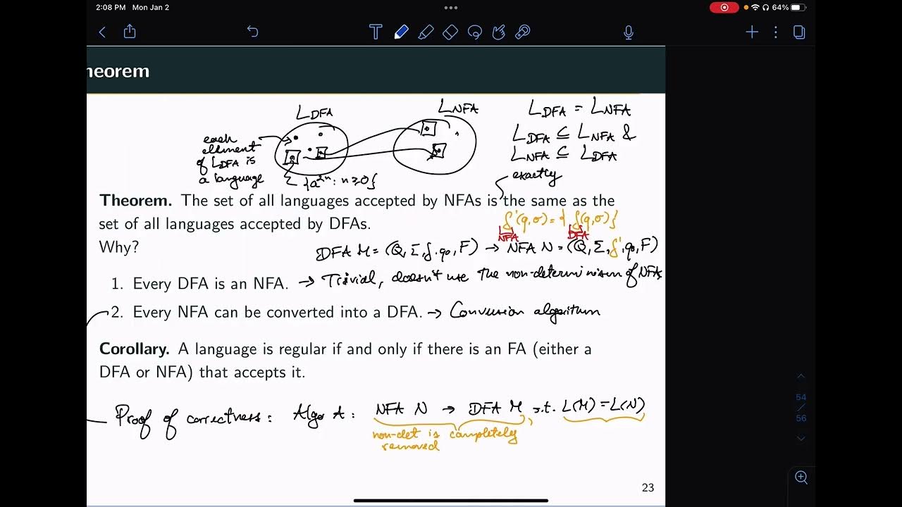 NFAs - Equivalence of NFAs and DFAs Theorem - YouTube