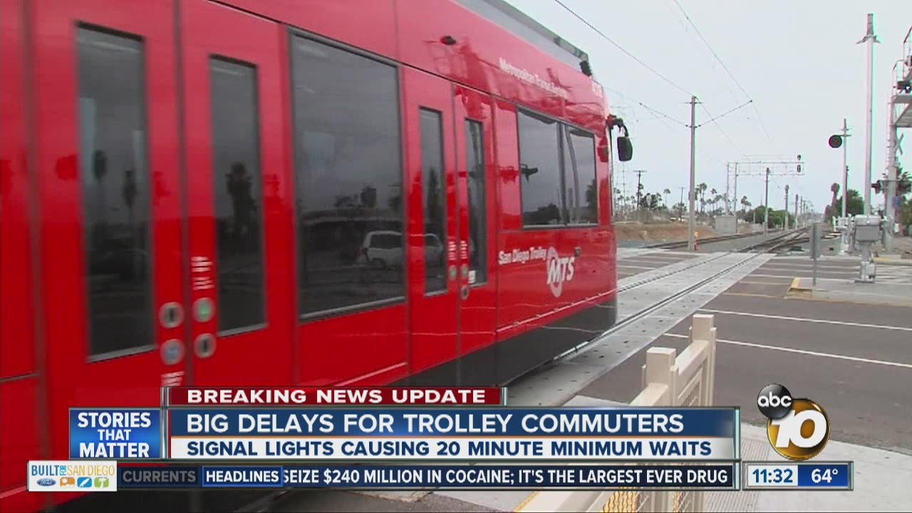 Commuters deal with major MTS trolley delays - YouTube