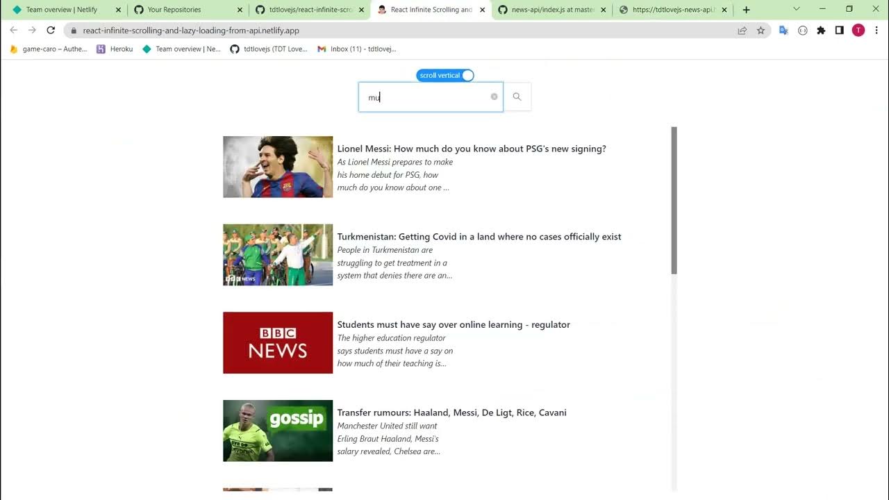 Demo - React Infinite Scrolling And Lazy Loading From API #tdtlovejs ...