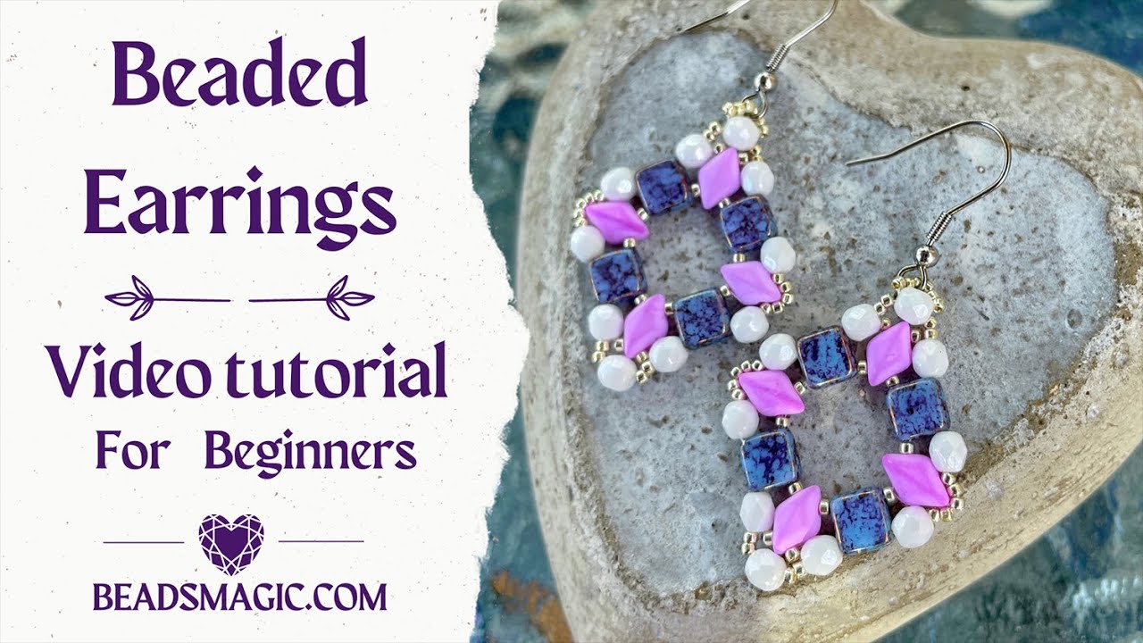 Beaded earrings tutorial. DIY earrings. Tutorial for beginners. Gemduo, tila tutorial. DIY ...