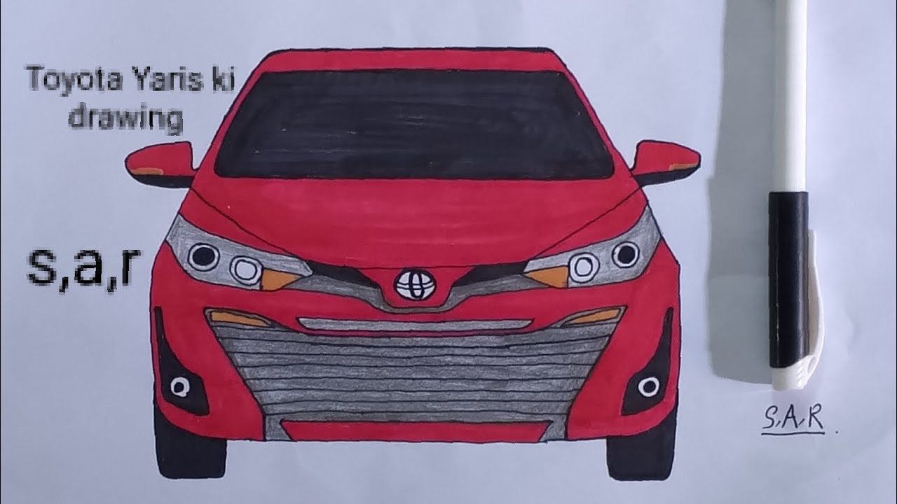 Toyota Yaris ki drawing |easy Car drawing | Car drawing s,a,r - YouTube