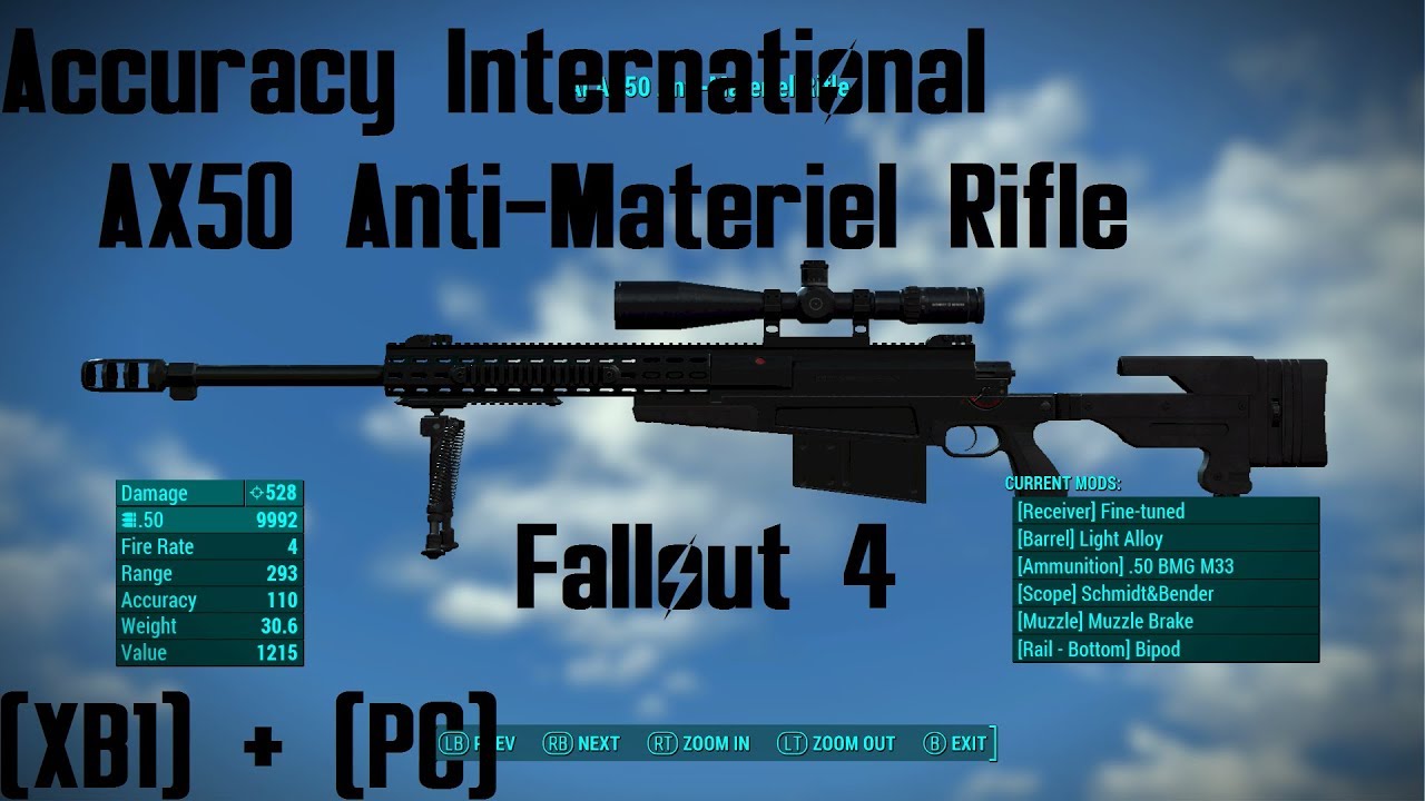 Accuracy International AX50 Anti Materiel Rifle Mod Fallout 4 Xbox One ...