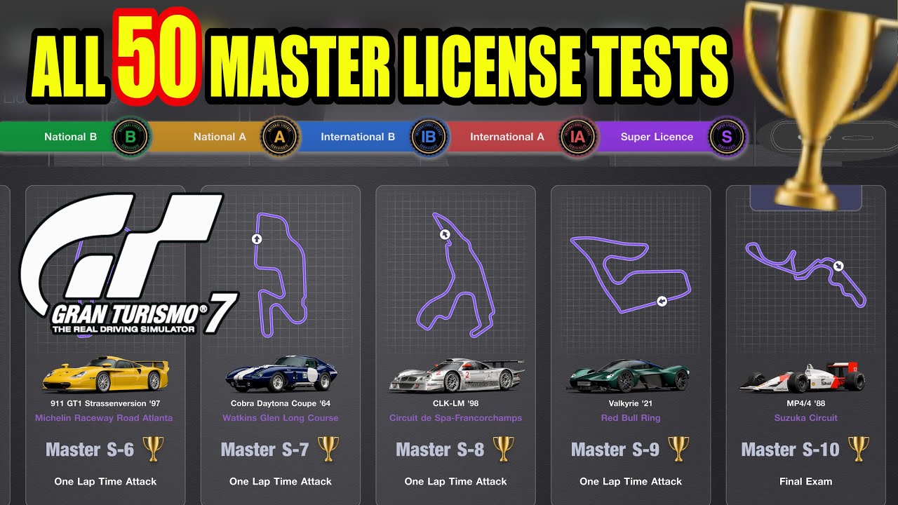 GT7 - All 50 Master License Tests Gold - Update 1.40 - YouTube