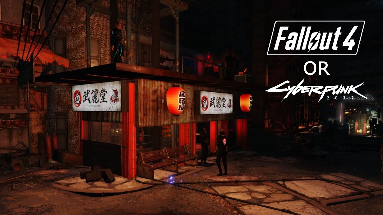 Fallout 4 Settlement Build: Cyberpunk Black Market in Hangman's Alley ...