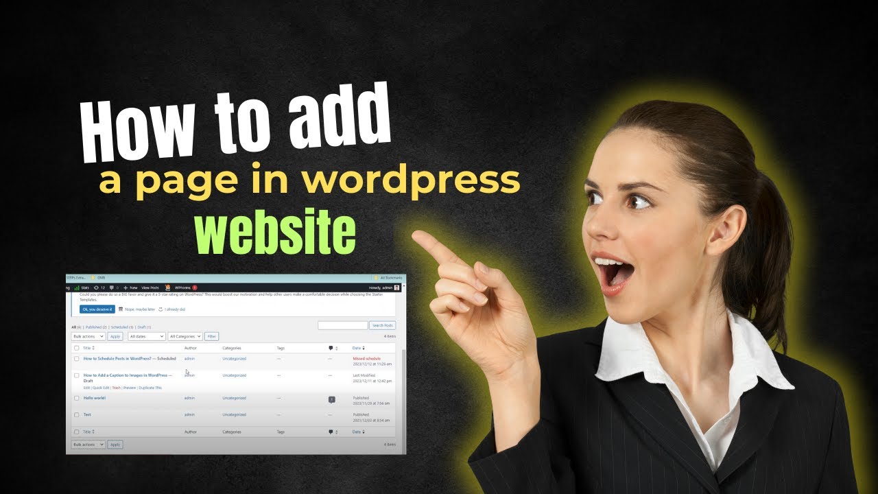 How to add a page in wordpress website - YouTube
