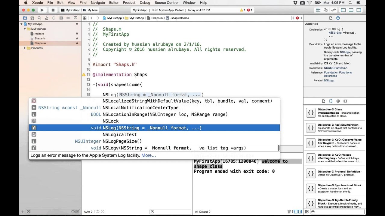 13- Objective-C||add methods الدوال - YouTube