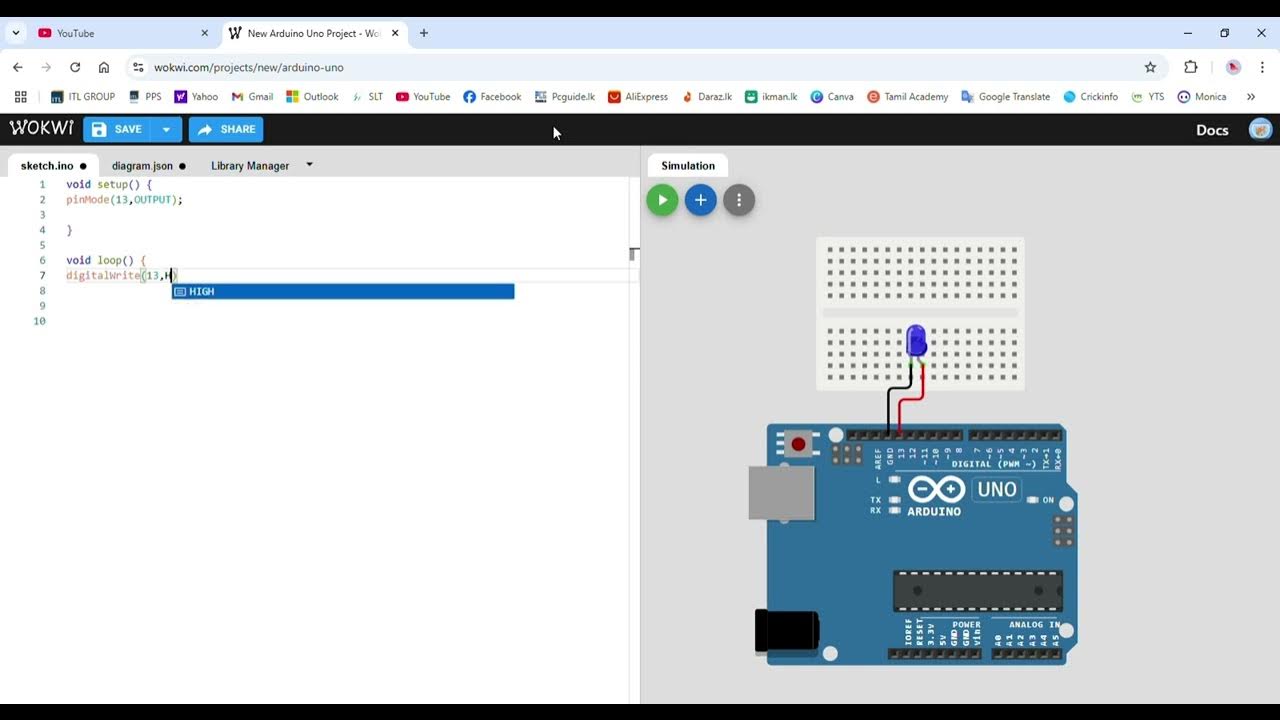 LED Blinking Arduino UNO in WOKWI - YouTube