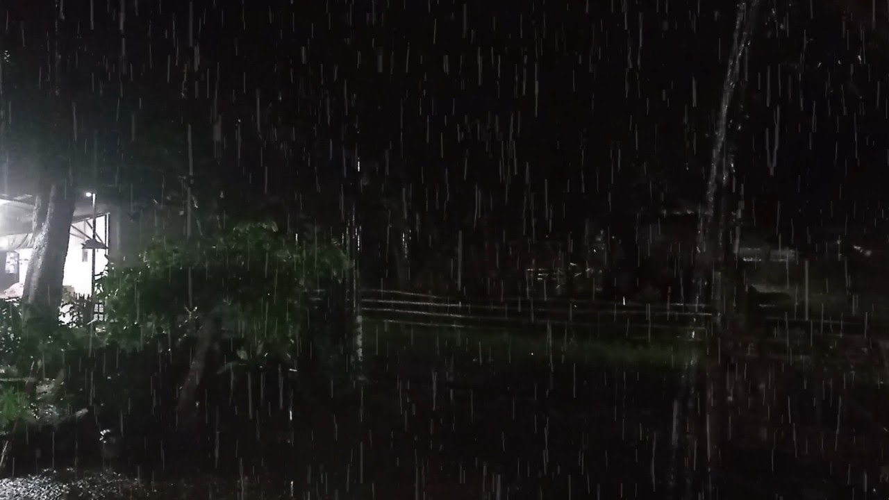 Heavy rain at night creates a calm atmosphere suitable for lulling ...