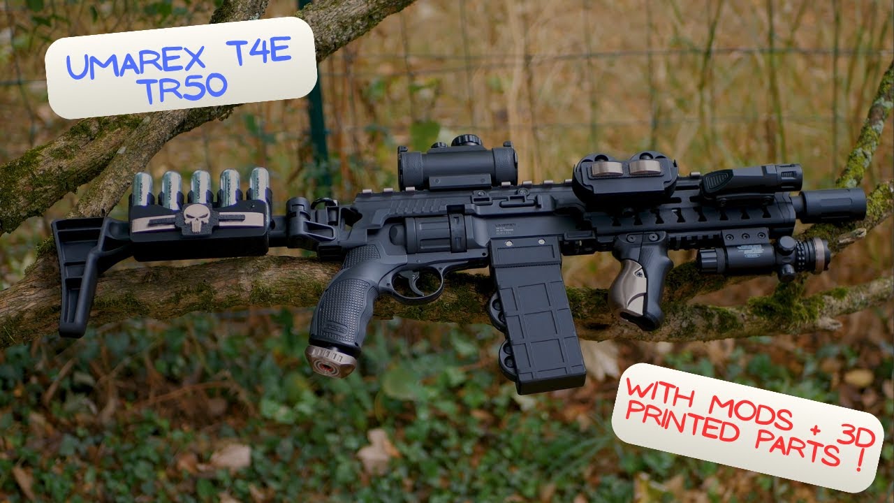 Umarex T4E TR50 custom 3D printed parts - YouTube