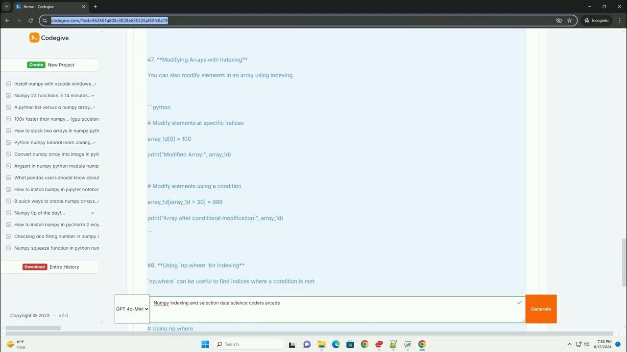 Numpy indexing and selection data science coders arcade - YouTube