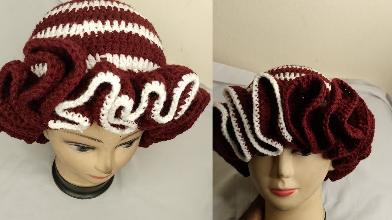 How to crochet a ruffle hat/Beginner Friendly Tutorial - YouTube