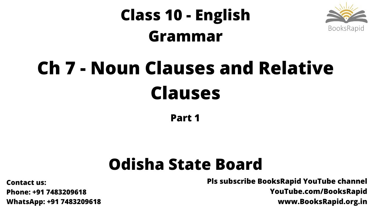 Class 10 English Grammar Ch 7 - Noun Clauses and Relative Clauses ...