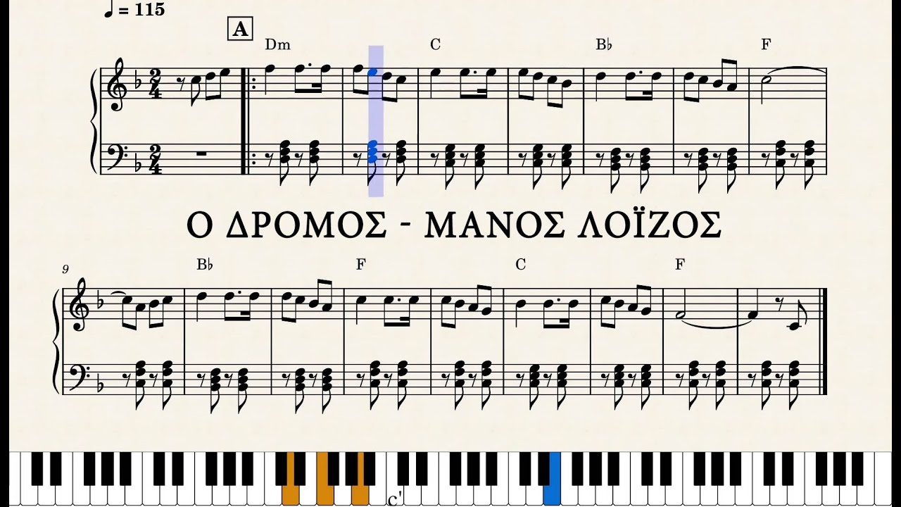 Ο Δρόμος - Μάνος Λοϊζος | Piano Tutorial + Sheet Music - YouTube
