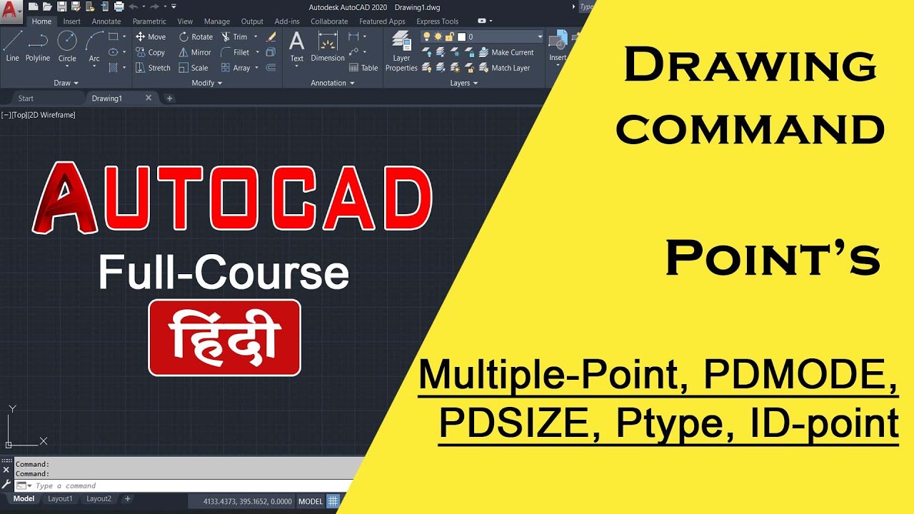 AutoCAD Tutorial Drawing Command POINT Multiple Points PDMODE AutoCAD Tutorial Drawing Command POINT Multiple Points PDMODE