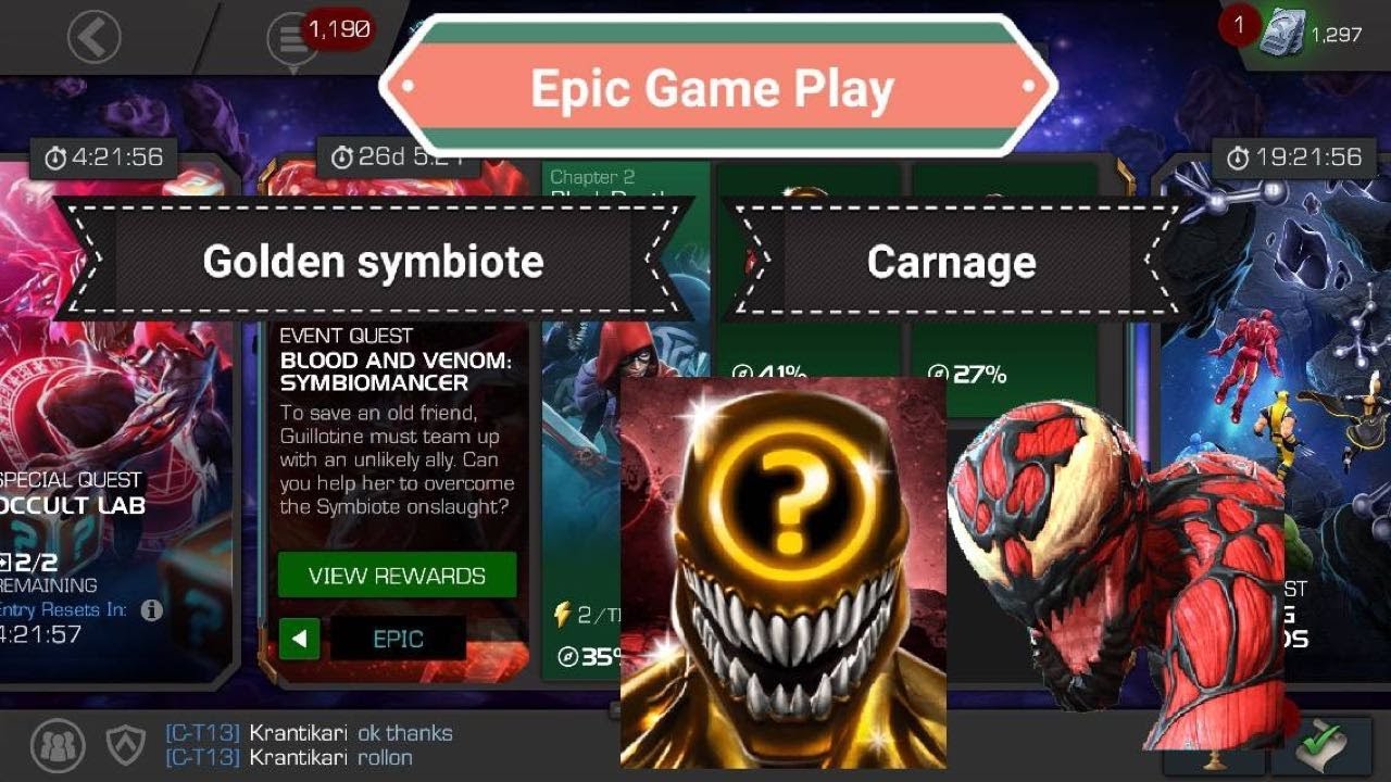 Mcoc:Epic game play -Golden Symbiote and carnage - YouTube
