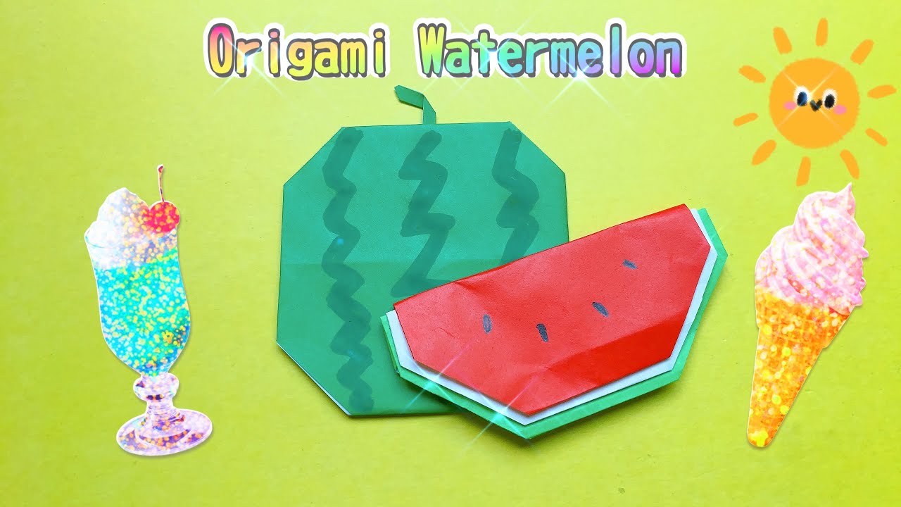 EP 290 Origami Watermelon Fruit พับกระดาษแตงโม 折り紙すいか Suki Japan - YouTube