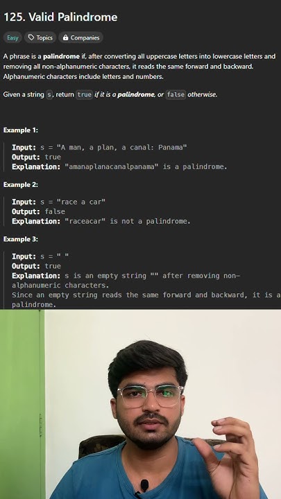 Valid Palindrome Leetcode 125 Tamil Python Karthi Stucks At
