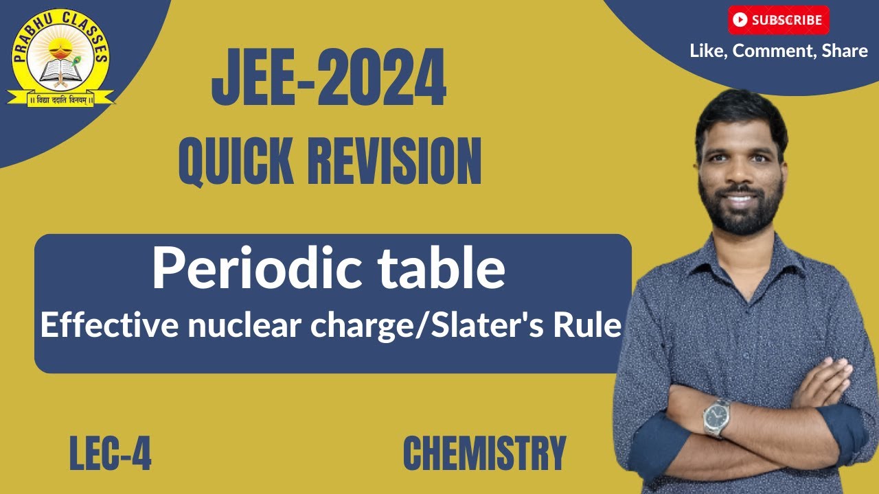 Lec-4 |Effective Nuclear Charge| Slater's rule | Periodicity ...